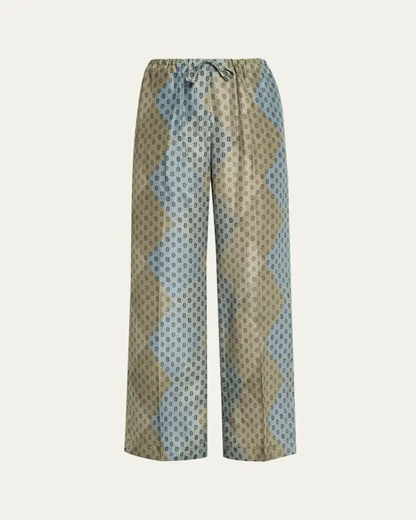 Dries Van Noten Puvis Silk Relaxed Drawstring Pants