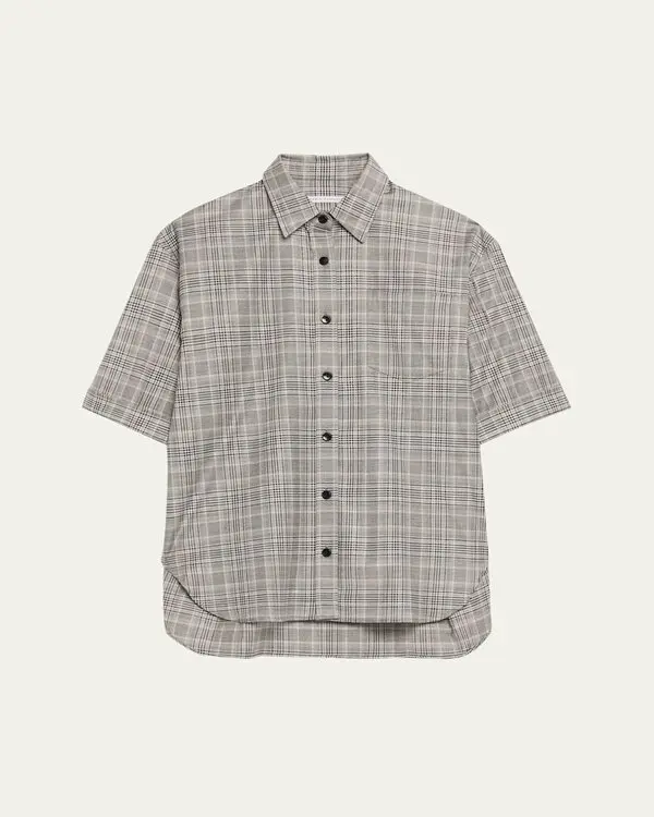 6397 Short-sleeve Oversized Button-front Shirt