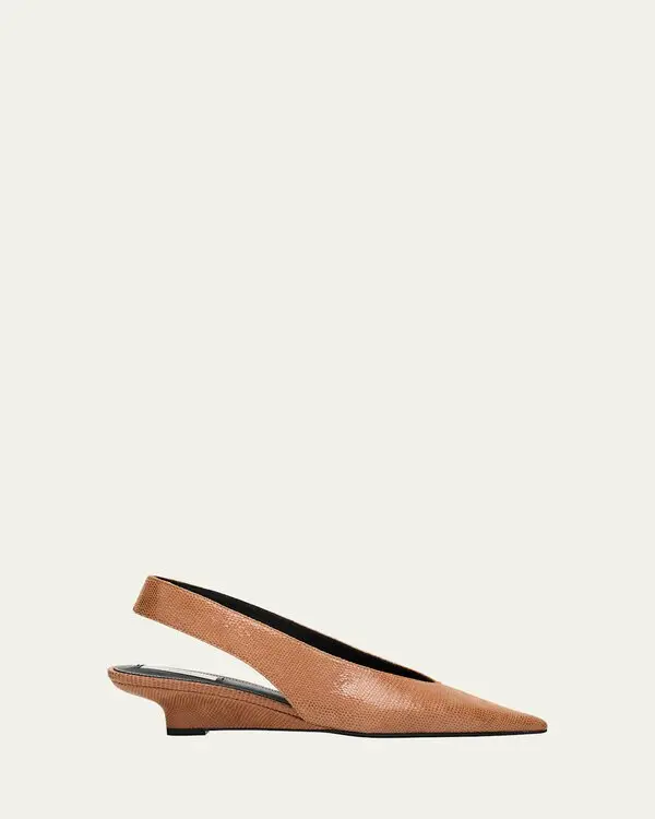TOTÊME Lizard-embossed Leather Slingback Wedge Pumps