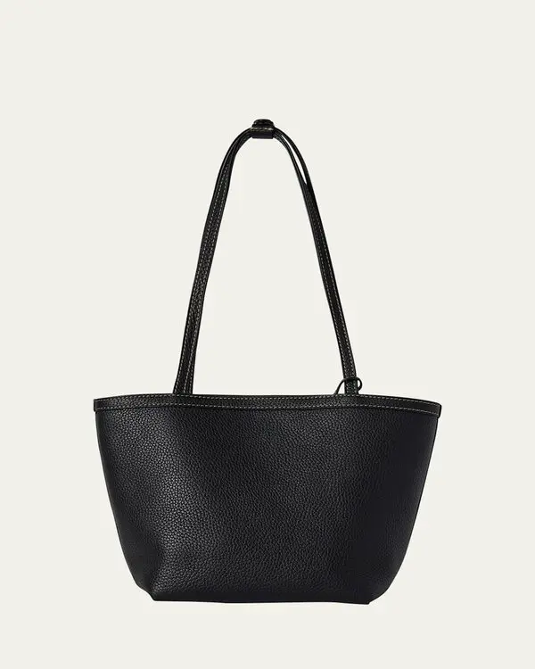 THE ROW Park Medium Topstitched Tote Bag In Pebbled Leather