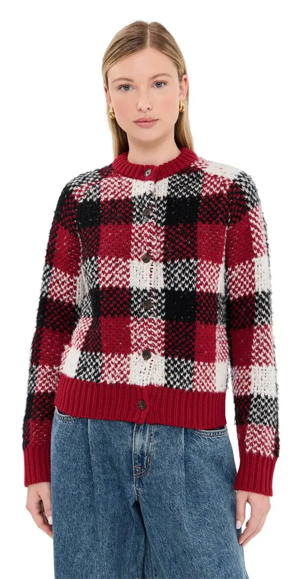 Guest In Residence Buffalo Plaid Cardigan