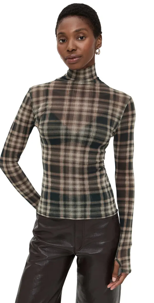 Enza Costa Mesh Turtleneck