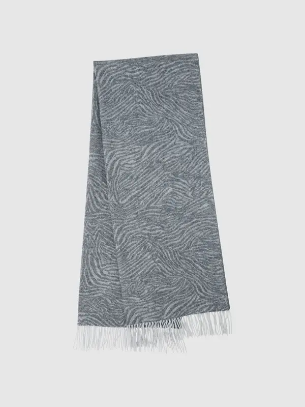 REISS Cassia Wool-cashmere Zebra Scarf