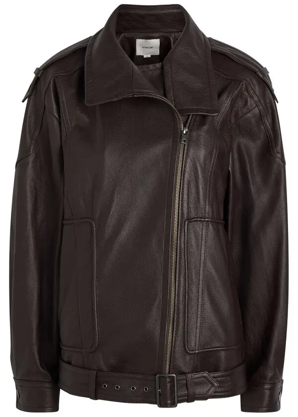 Vince Panelled Grained Leather Jacket