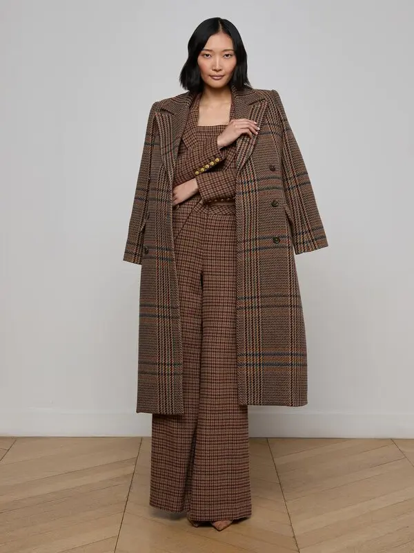L'Agence Kolina Plaid Long Coat
