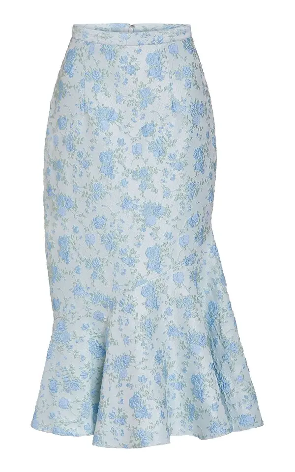 MARKARIAN June Ruffled Brocade Midi Skirt