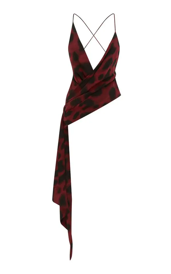 Alex Perry Printed Silk-georgette Wrap Top