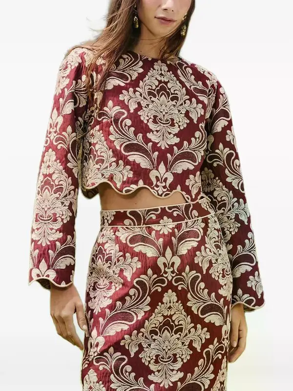 Farm Rio Jacquard Scalloped Top