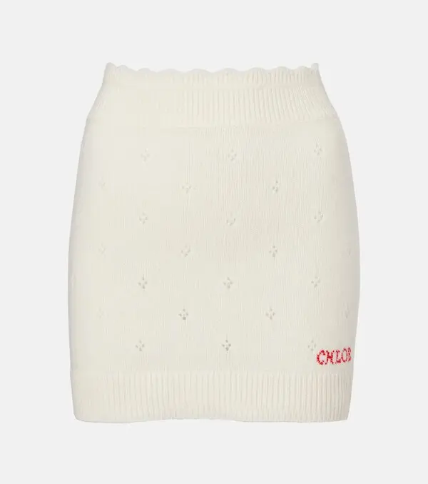 Chloé Pointelle Wool And Cashmere Miniskirt