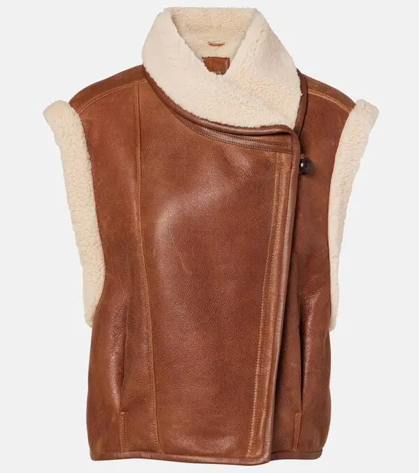 Isabel Marant Alime Shearling-trimmed Leather Vest