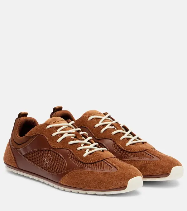 Tory Burch Tory Travel Suede-trimmed Sneakers