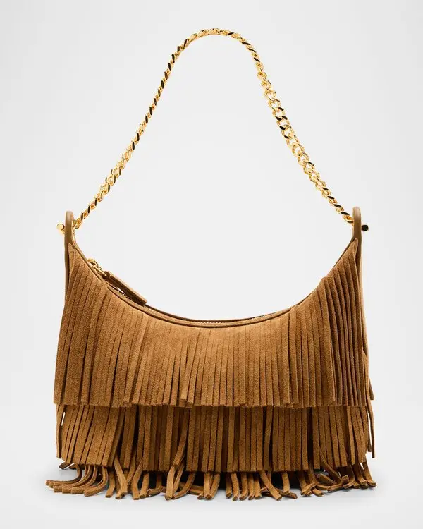 Veronica Beard Fortune Fringe Suede Shoulder Bag