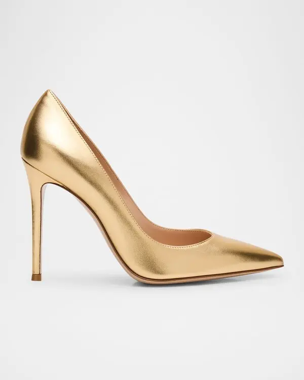 GIANVITO ROSSI 105 Metallic Nappa Leather Pointed-toe Pumps - Mekong