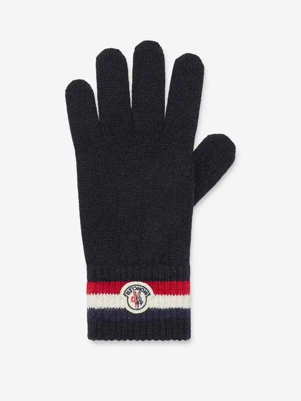 Moncler Tricolor Virgin Wool Gloves - Navy Blue