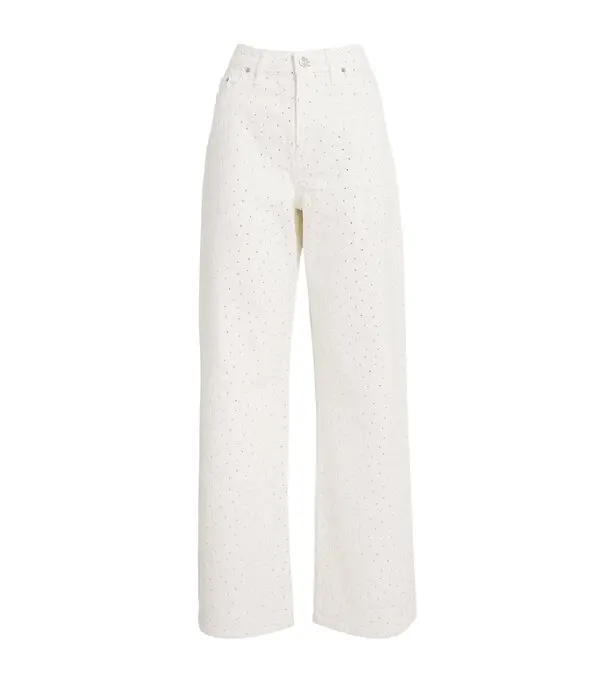 Maje Embellished Wide-leg Jeans - White