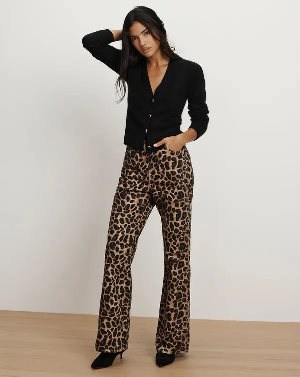Veronica Beard Taylor Leopard Wide-leg Jean