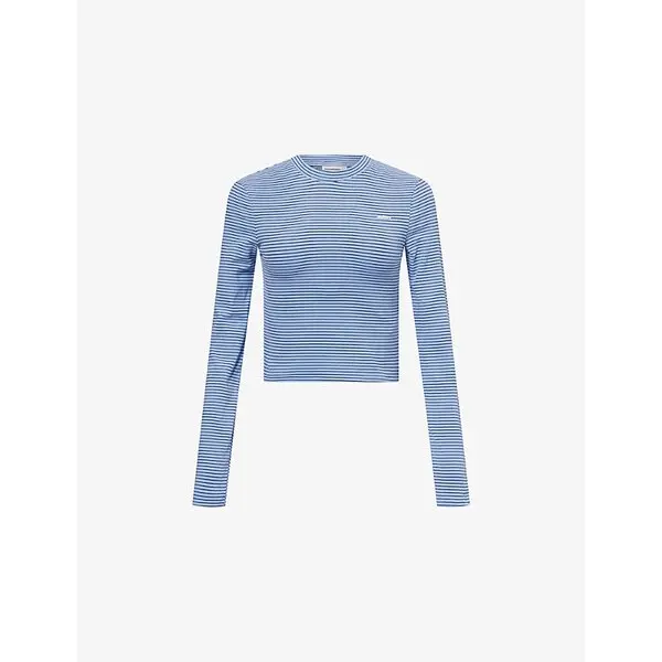 SISTERS & SEEKERS Striped Stretch-woven Top