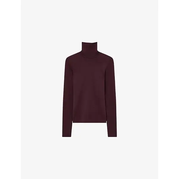 JOSEPH High-neck Long-sleeved Silk-blend Top - Maraschino