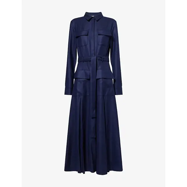 Gabriela Hearst Meyer Belted Wool And Cashmere Midi Dress