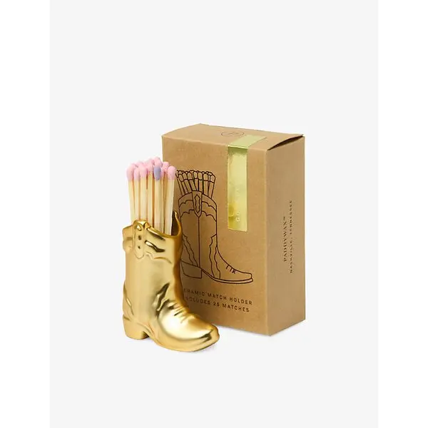 PADDYWAX Metallic Cowboy Boot Ceramic Match Holder
