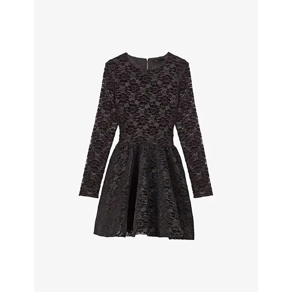 Maje Flared Long-sleeve Mini Dress