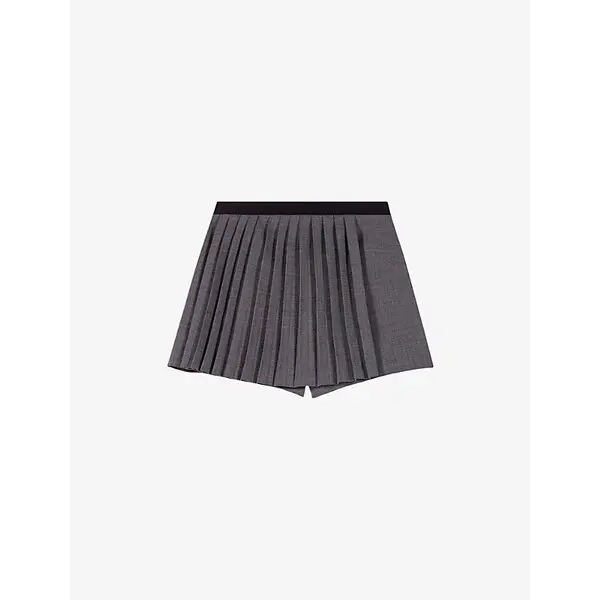 Maje Pleated Mini Skirt With Elasticated Waist