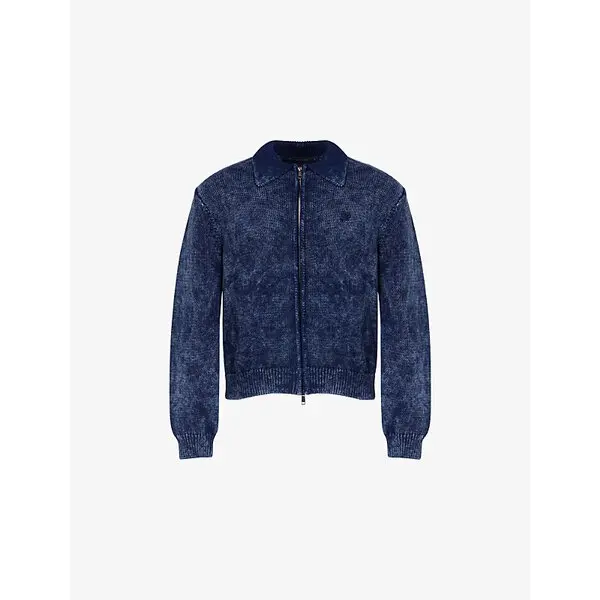 DAILY PAPER Logo-patch Ribbed Knitted Cardigan