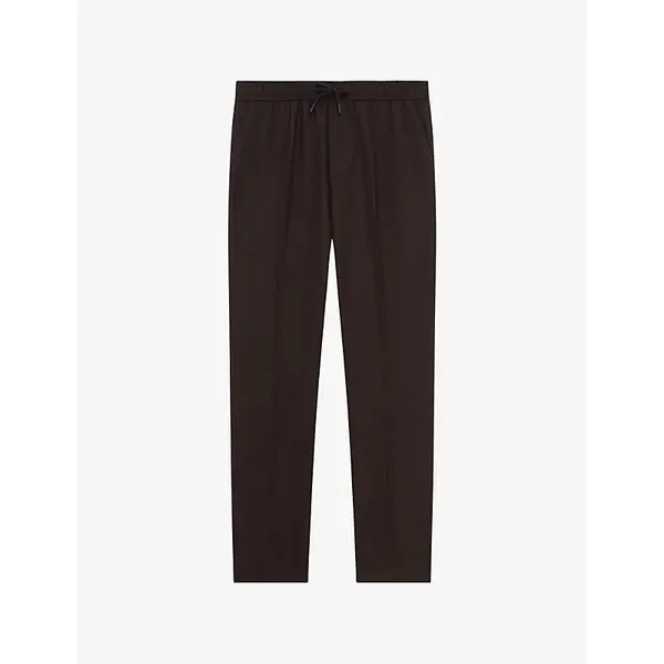 The Kooples Elasticated Waist Straight-leg Stretch Wool-blend Trousers