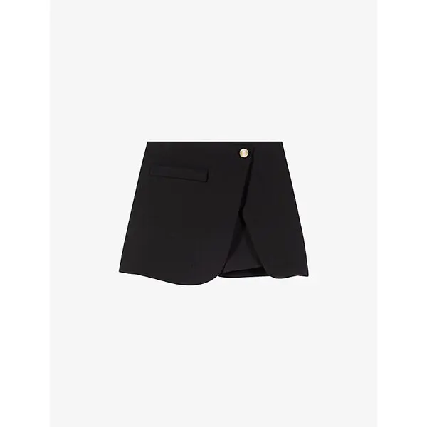 Maje Wrap Mid-rise Stretch-woven Shorts