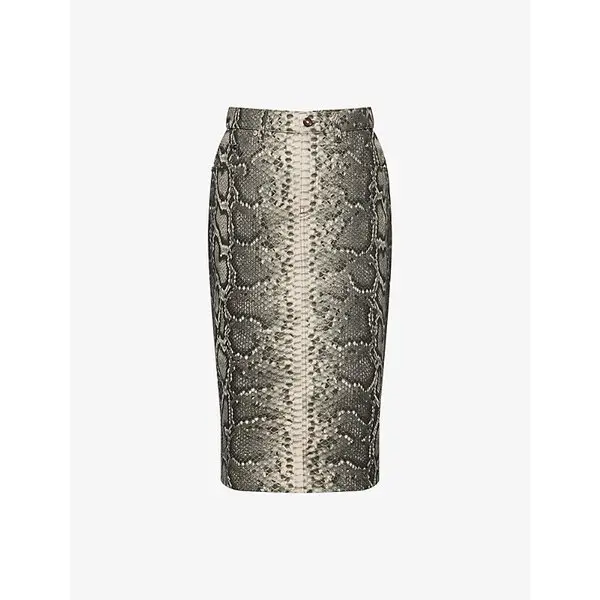 Gabriela Hearst Adalaide Printed Denim Midi Skirt