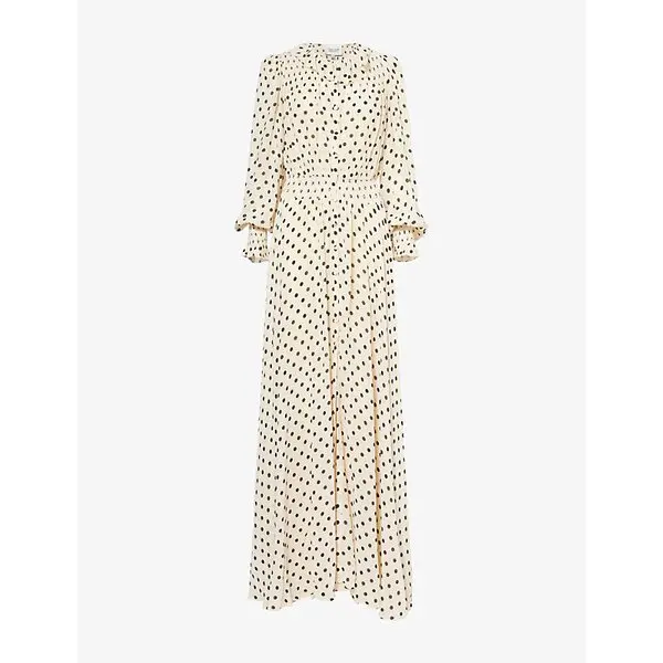 REFORMATION X Nara Smith Ruffle Polka-dot Midi Dress