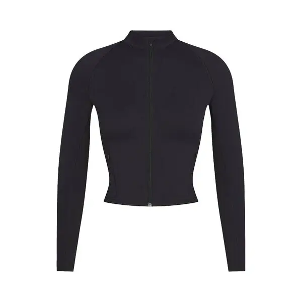 NIKESKIMS Matte Mock Neck Full Zip Jacket 'obsidian