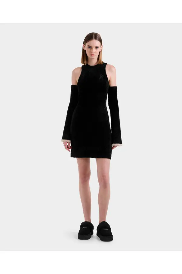 Rudsak Fitted Knit Dress With Detachable Sleeves - Black
