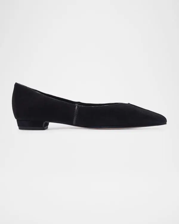 Bernardo Lana Suede Ballerina Flats - Black Split Suede