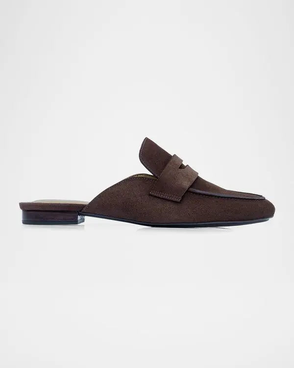 Bernardo Suede Penny Loafer Mules