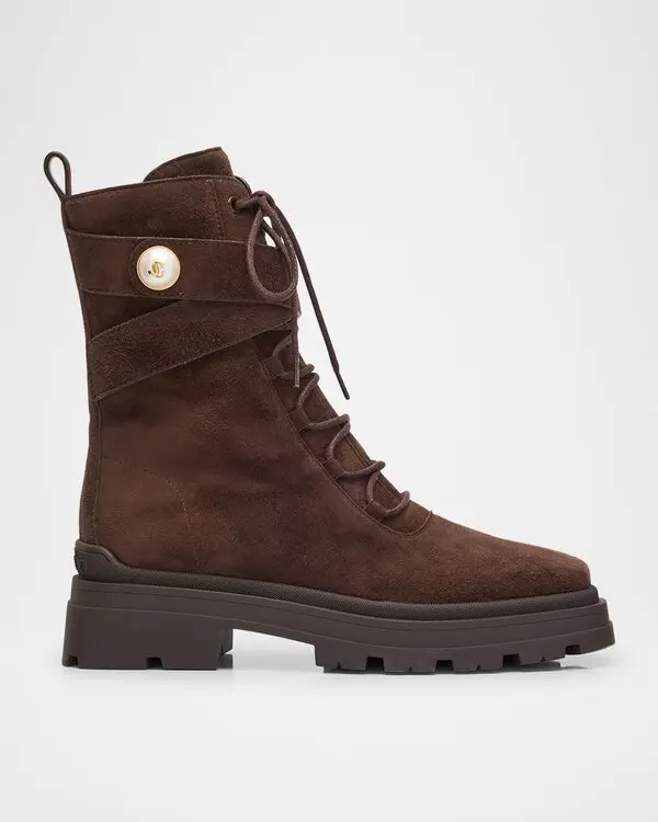 JIMMY CHOO Noemi 45 Suede Combat Boots