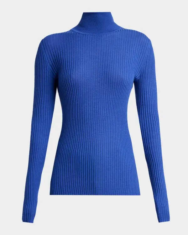 Gabriela Hearst Peppe Cashmere Silk Turtleneck Sweater - Cobalt