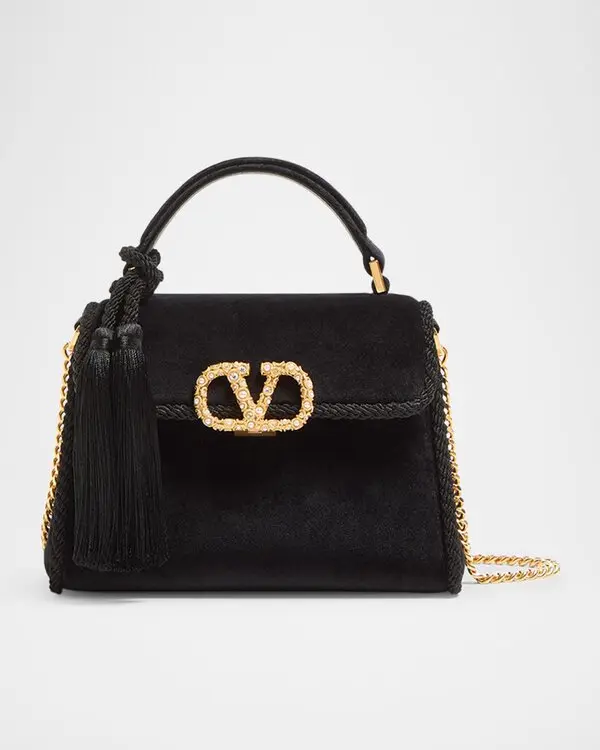 Valentino Garavani Vsling Mini Velvet Top-handle Bag - Bbk Nero C