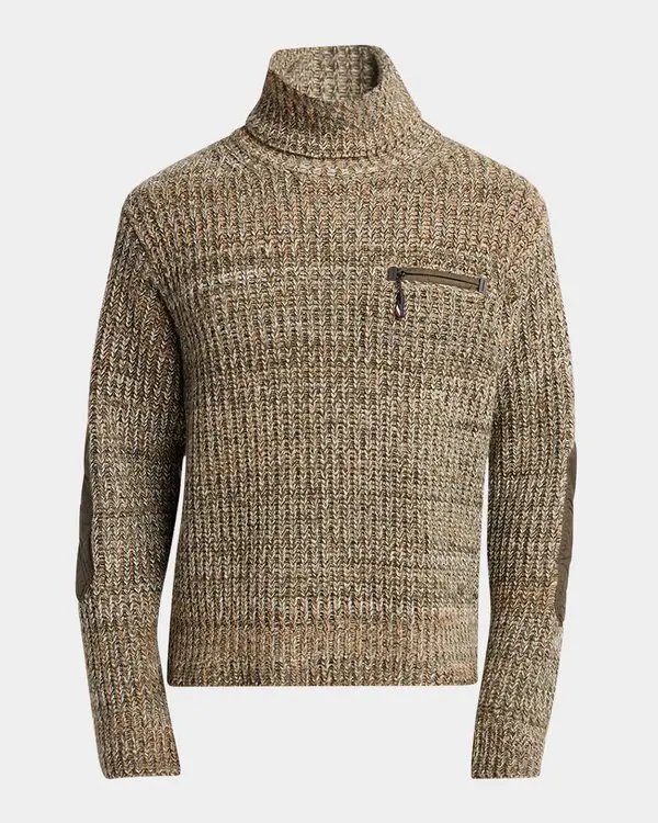 Moncler Wool Rib Elbow-patch Turtleneck Sweater