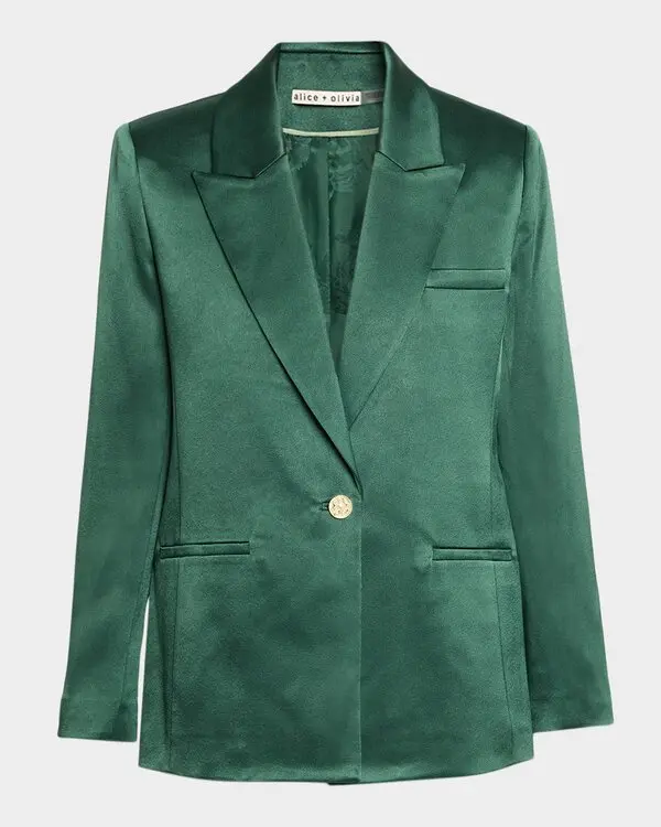 Alice + Olivia Silas Satin Single-breasted Blazer