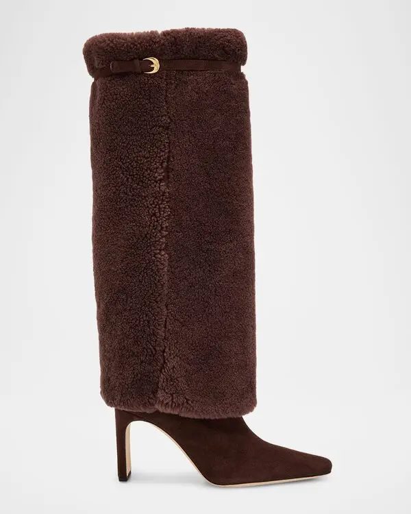 Staud 90mm Wally Shearling Knee-high Boots