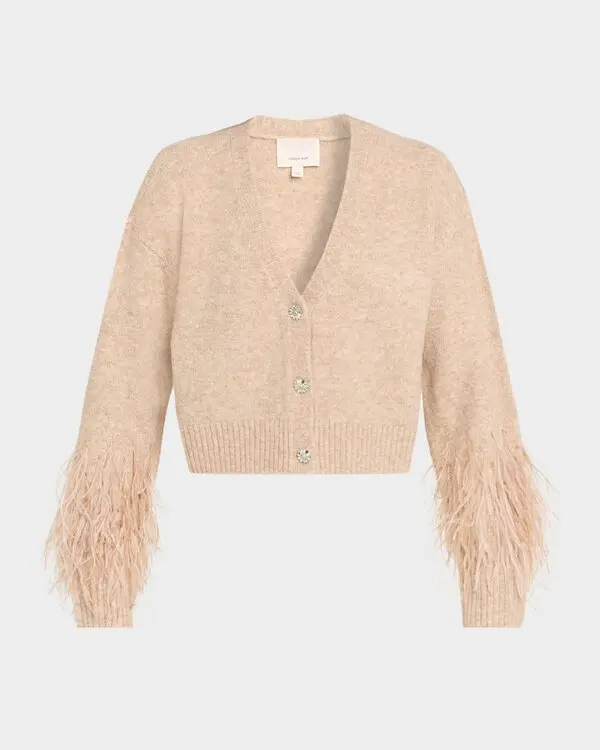 Cinq À Sept Bria Feather Cardigan - Oatmeal