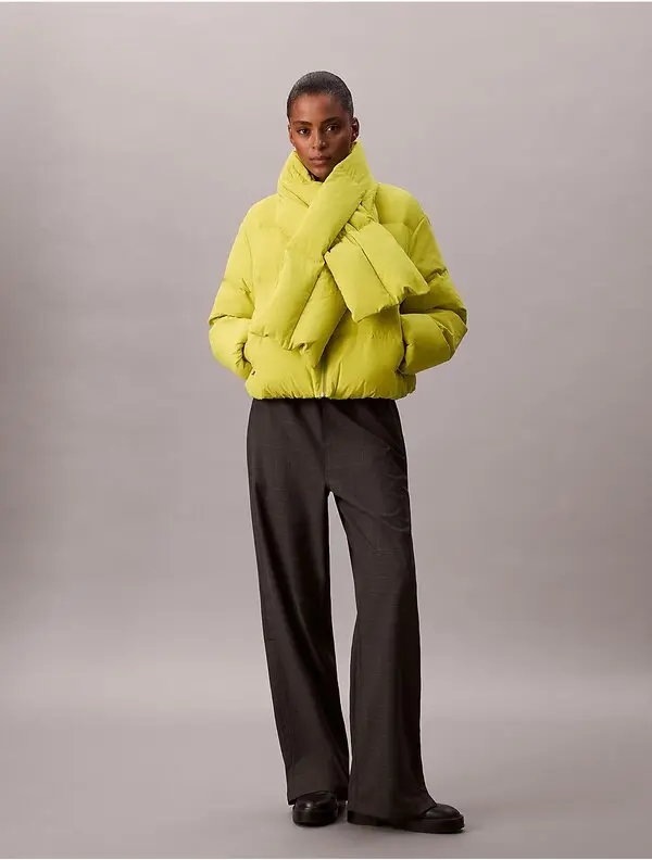 Calvin Klein Short Puffer Jacket With Scarf - Fragile Sprout