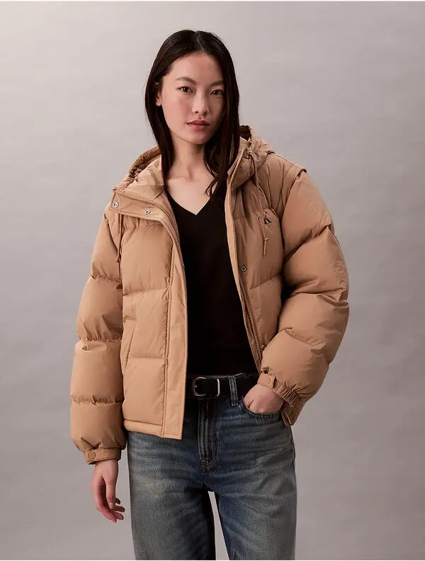 Calvin Klein Crinkle Nylon Detachable Sleeve Puffer Jacket - Amphora