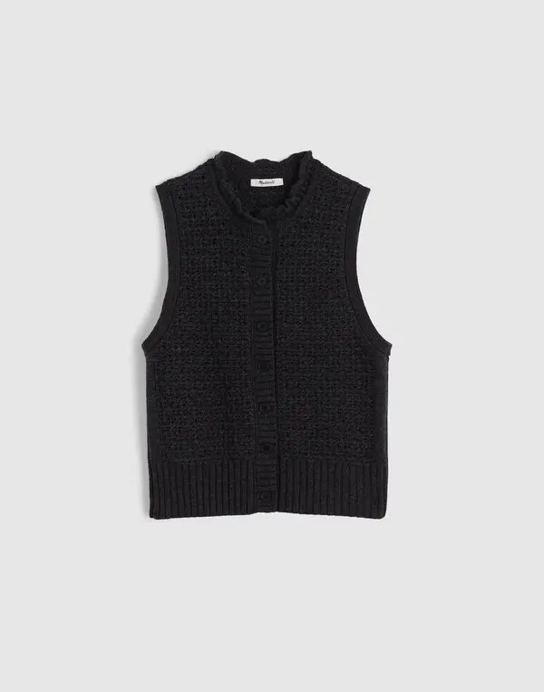 Madewell Ruffled Sleeveless Cardigan Top - Charcoal