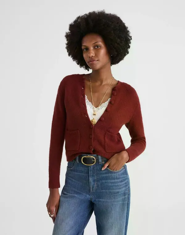Madewell Patch-pocket Cotton-blend Cardigan - Deep Rust