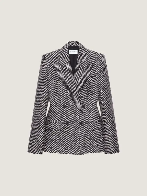 Givenchy Herringbone Mixed Wool Double-breasted Jacket