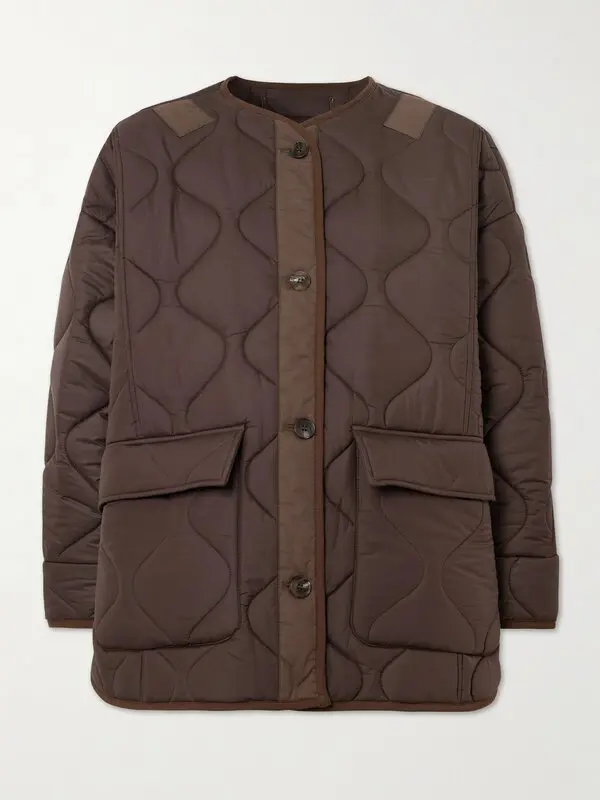 THE FRANKIE SHOP Teddy Quilted Shell Jacket - Brown