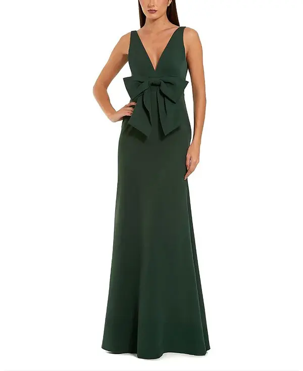 Mac Duggal Crepe Column Gown With Bow