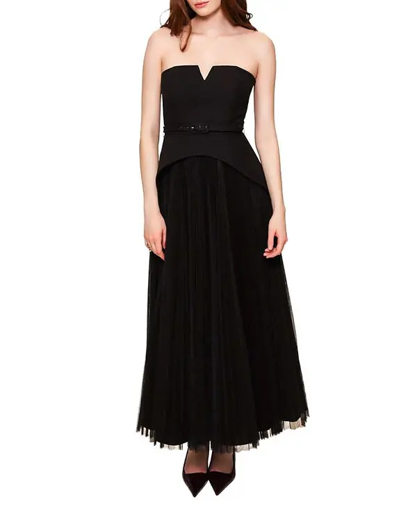 HUTCH Lilibet Strapless Mixed Media Gown
